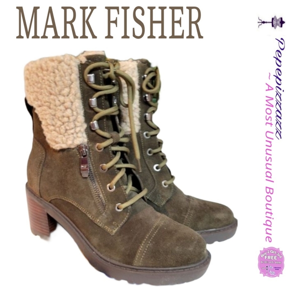 Marc Fisher | Shoes | Nib Mark Fisher Combat Heel Boots Army Fatigue ...